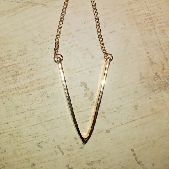 Jewelry | Geometric V Pendant Minimalist Gold Long Necklace | Poshmark